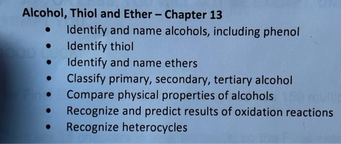 Solved Alcohol, Thiol and Ether - Chapter 13 Identify and | Chegg.com