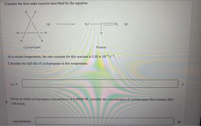 Solved Consider the first-order reaction described by the | Chegg.com