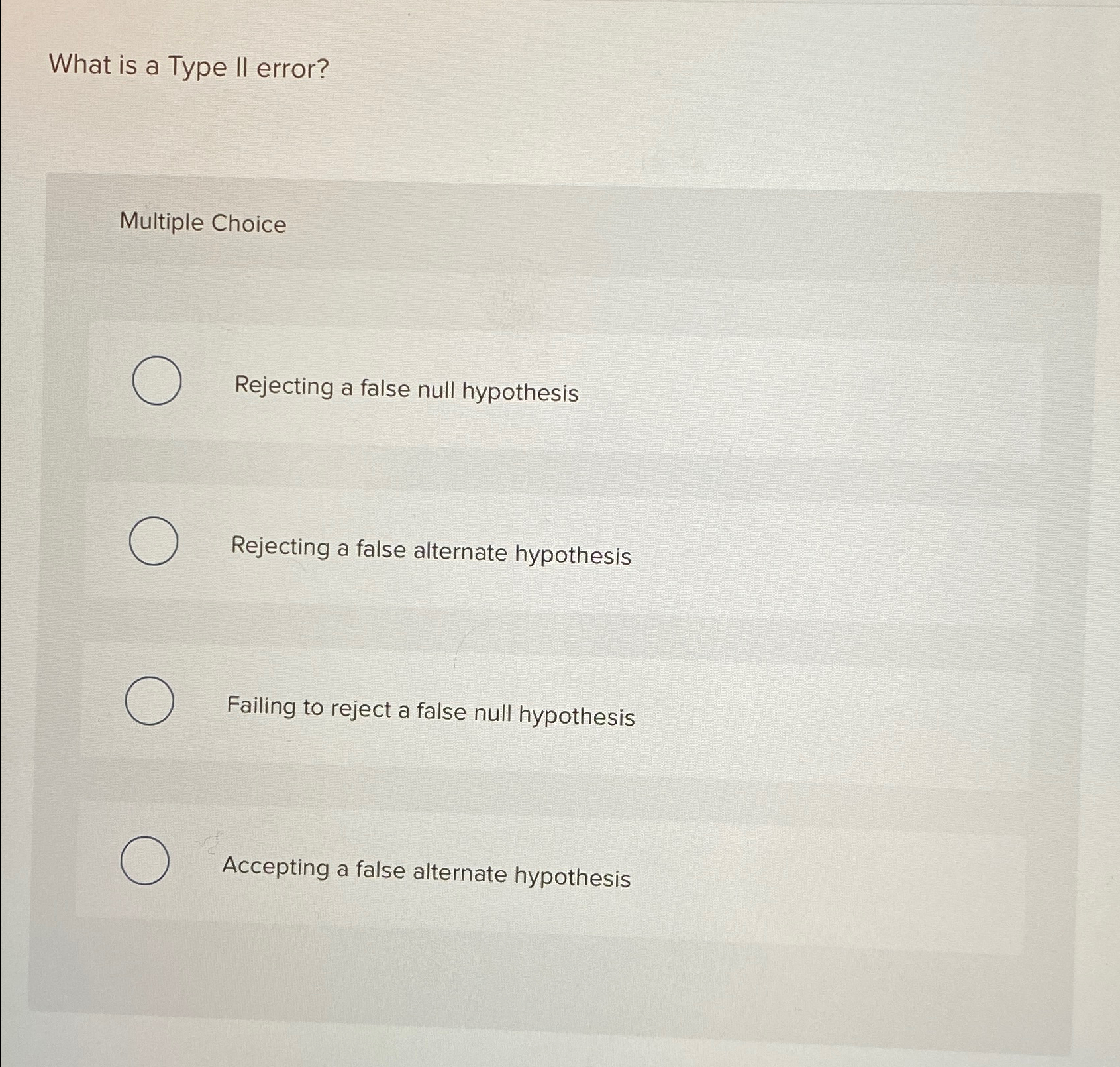 Solved What is a Type II error?Multiple ChoiceRejecting a | Chegg.com