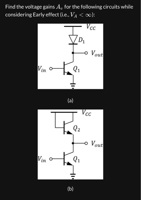 Solved Find the voltage gains Av for the following circuits | Chegg.com