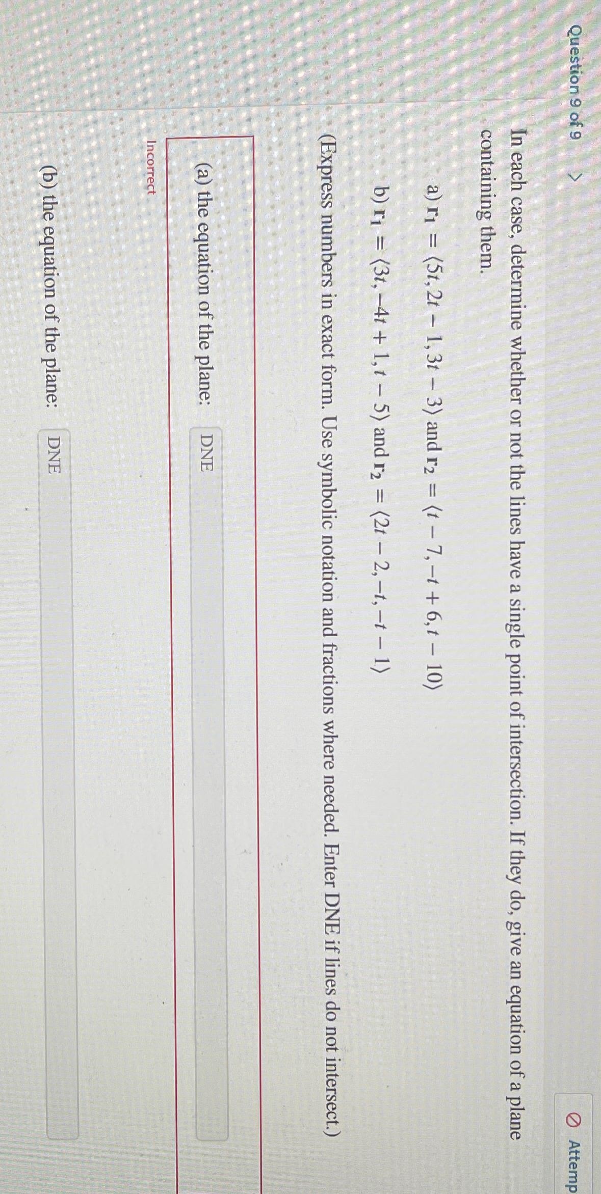 Solved Question 9 ﻿of 9AttempIn each case, determine whether | Chegg.com