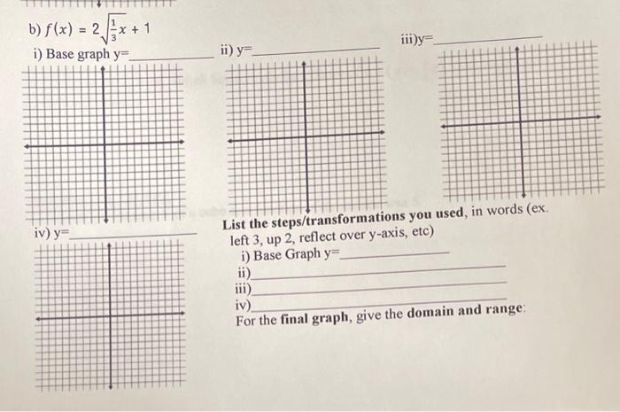 Solved f(x)=231x+1 i) Base graph y= ii) v= iii) y− List the | Chegg.com