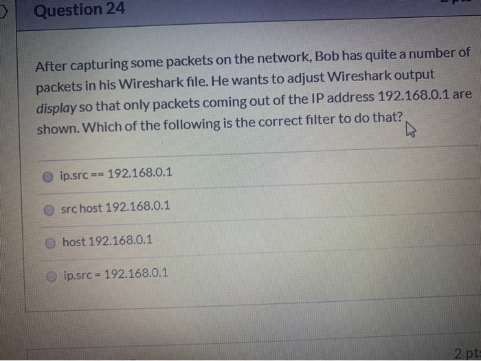 Solved Question 24 After capturing some packets on the | Chegg.com