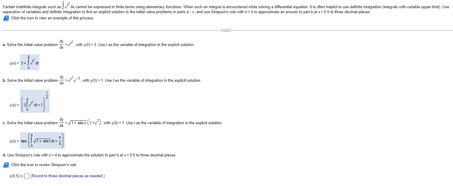 Solved separation of variables and definite integration to | Chegg.com