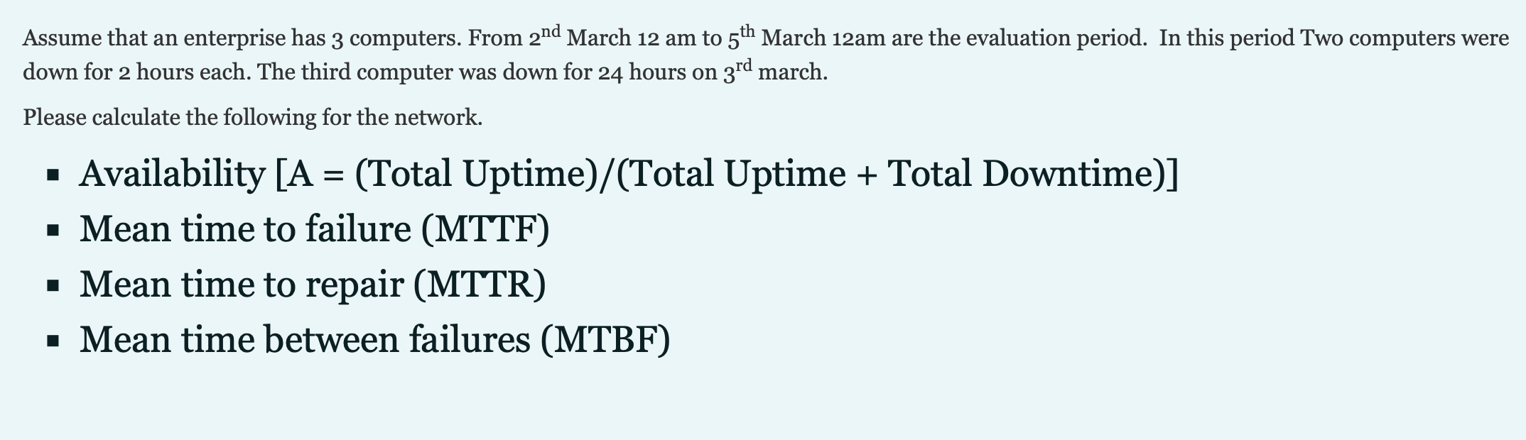Solved Assume that an enterprise has 3 ﻿computers. From 2nd | Chegg.com