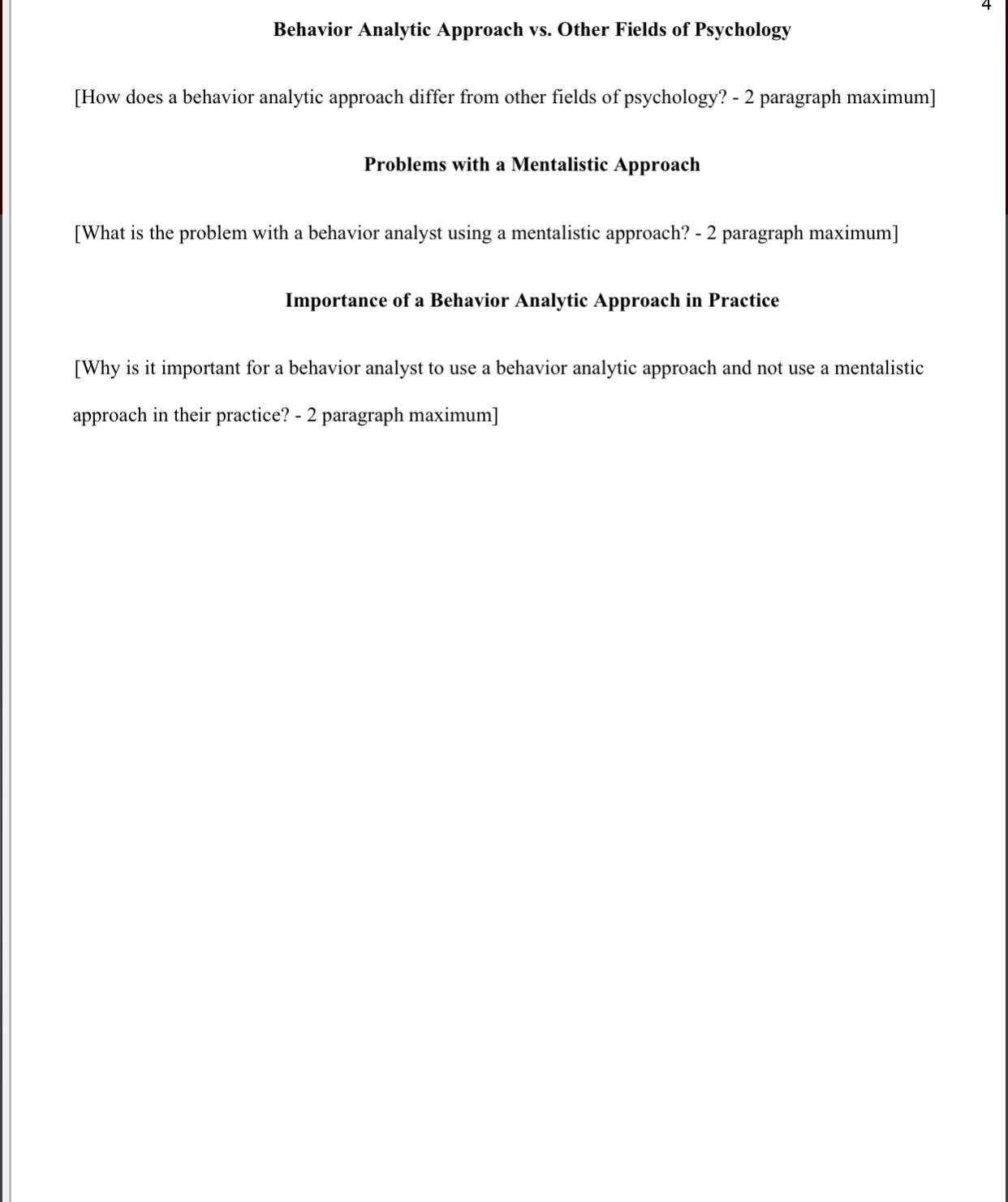 Solved Behavior Analytic Approach vs. ﻿Other Fields of | Chegg.com