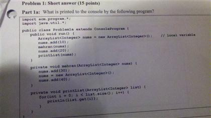 Solved What is printed to the console by the following | Chegg.com