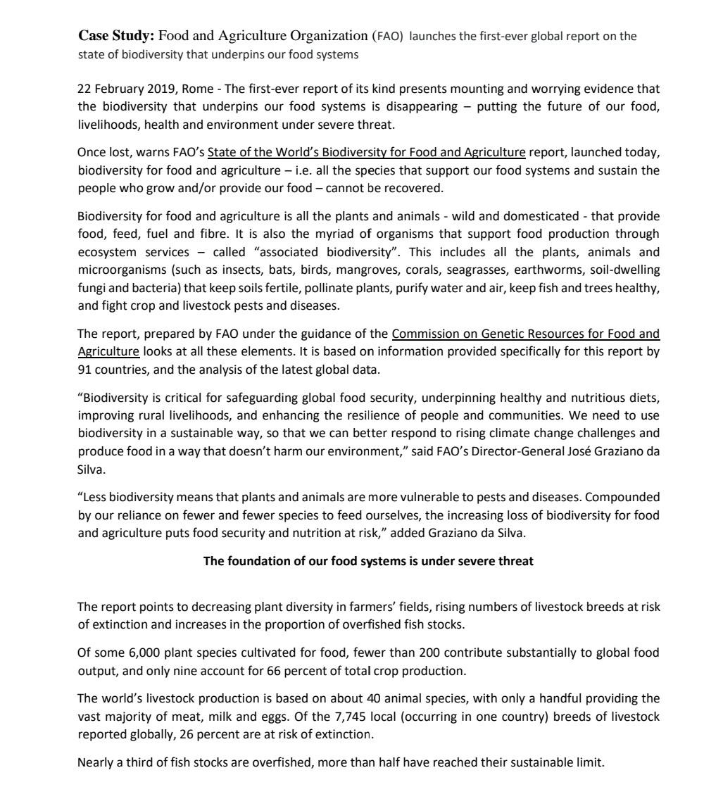 Solved Case Study: Food and Agriculture Organization (FAO) | Chegg.com