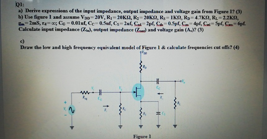 Solved ki: a) Derive expressions of the input impedance, | Chegg.com