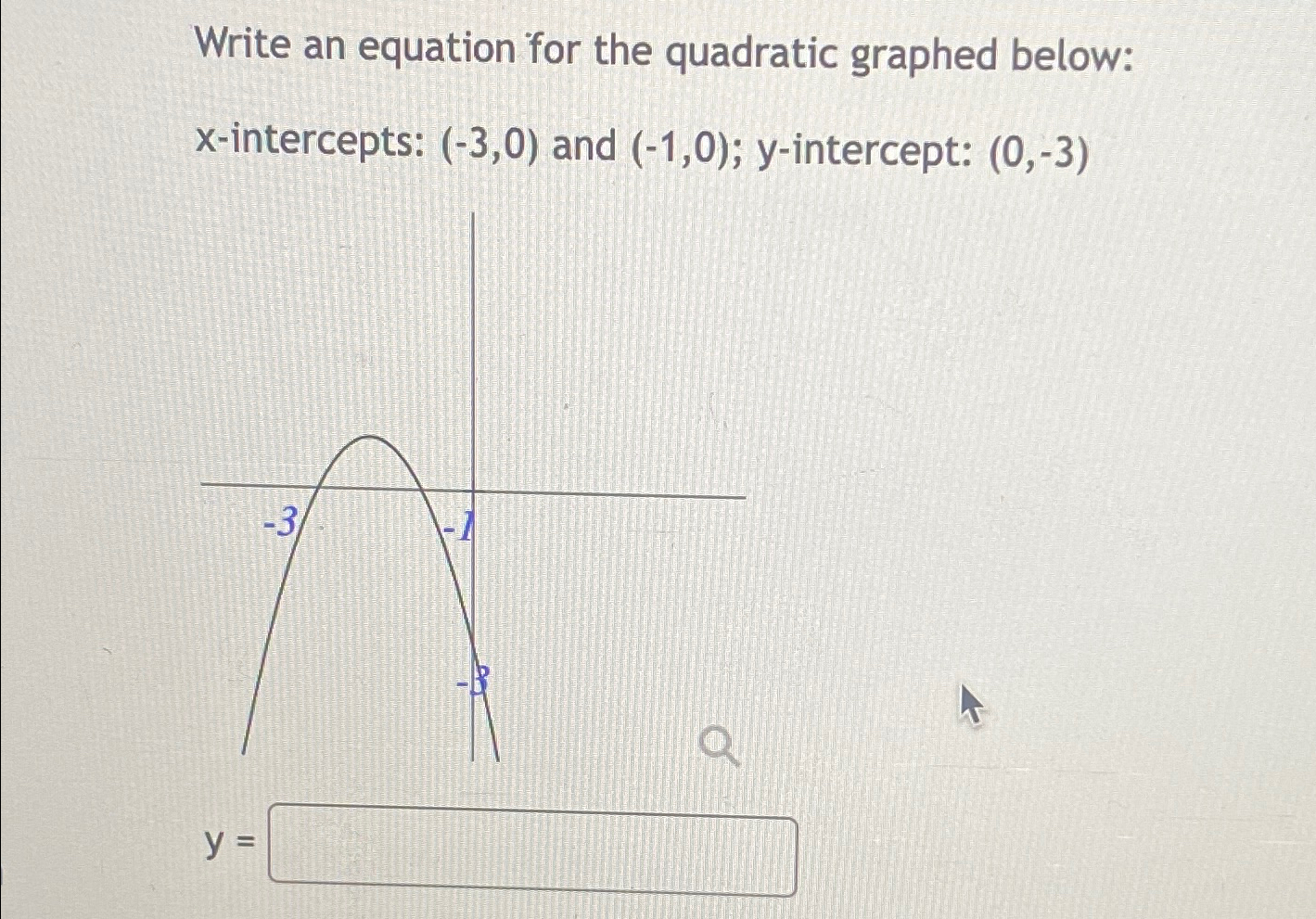 Solved Write an equation for the quadratic graphed | Chegg.com