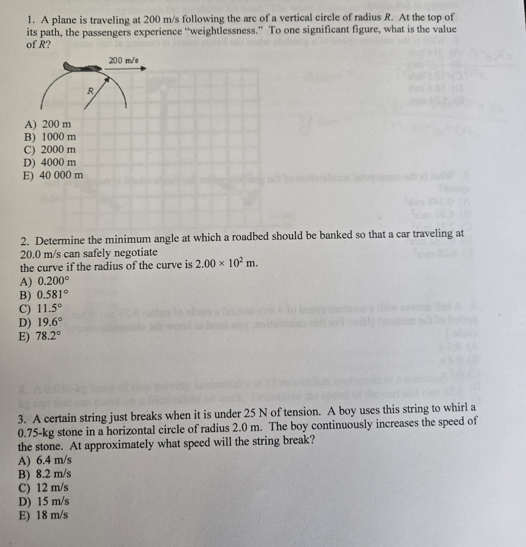 Solved A plane is traveling at 200ms ﻿following the arc of a | Chegg.com