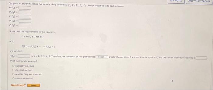 Solved Suppose an experiment has five equally likely | Chegg.com