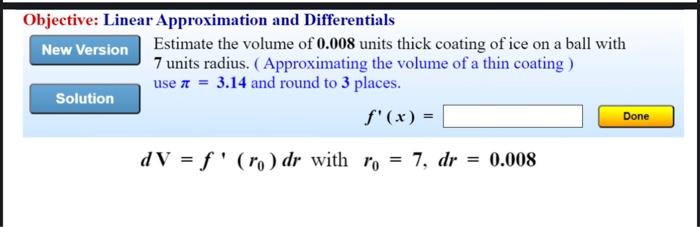 Solved Objective: Linear Approximation and Differentials New | Chegg.com