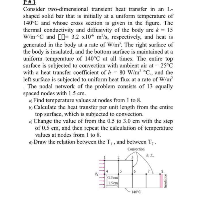 P#1 Consider two-dimensional transient heat transfer | Chegg.com P#1 Consider two-dimensional transient heat transfer | Chegg.com