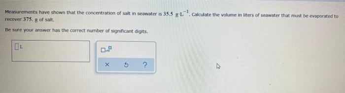 Solved Measurements have shown that the concentration of | Chegg.com