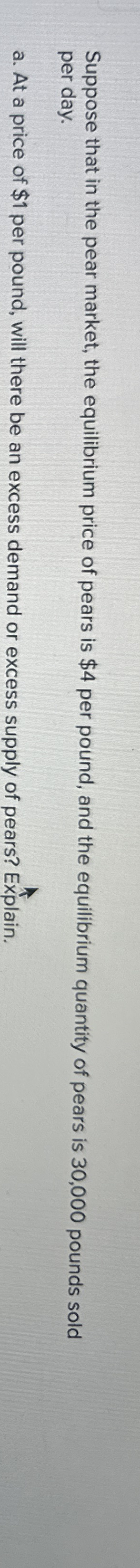 Solved Suppose that in the pear market, the equilibrium | Chegg.com