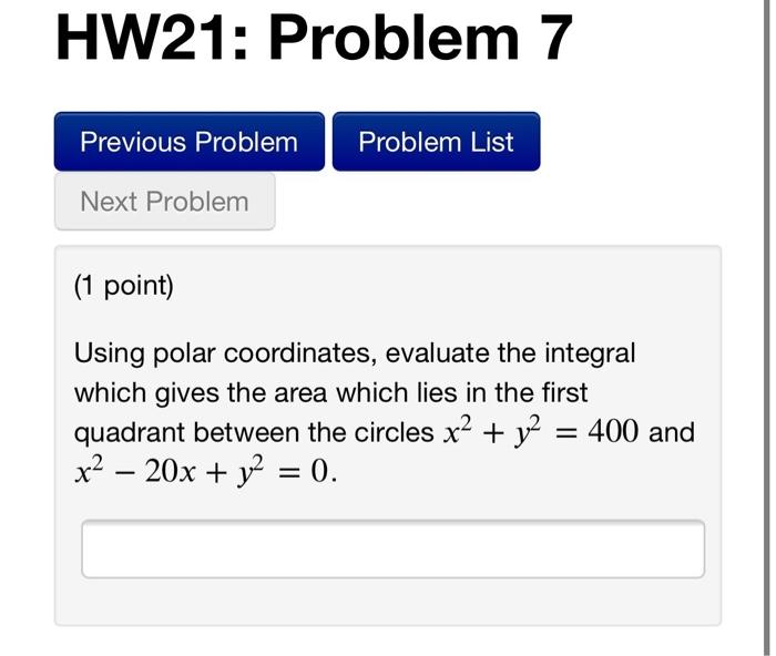 Solved HW21: Problem 7 Previous Problem Problem List Next | Chegg.com
