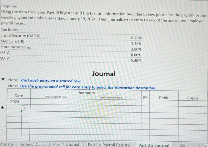 Using the data from your Payroll Register and the tax | Chegg.com