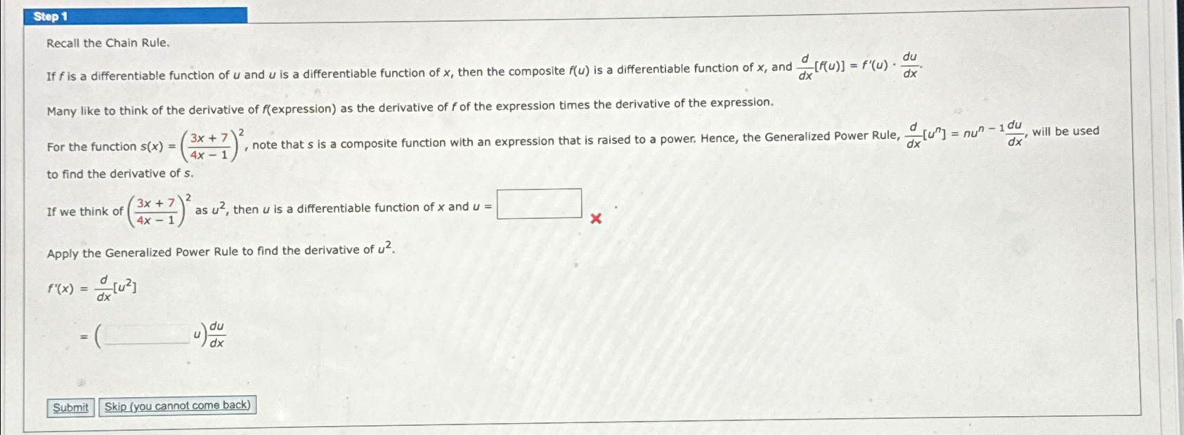 Solved Step 1Recall the Chain Rule.If f ﻿is a differentiable | Chegg.com