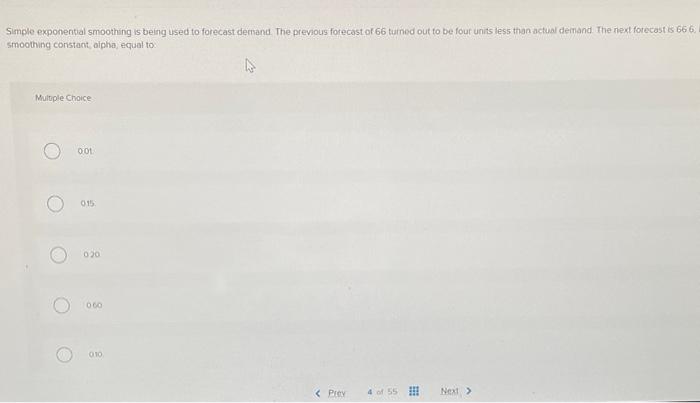 Solved Simple exponential smoothing is being used to | Chegg.com