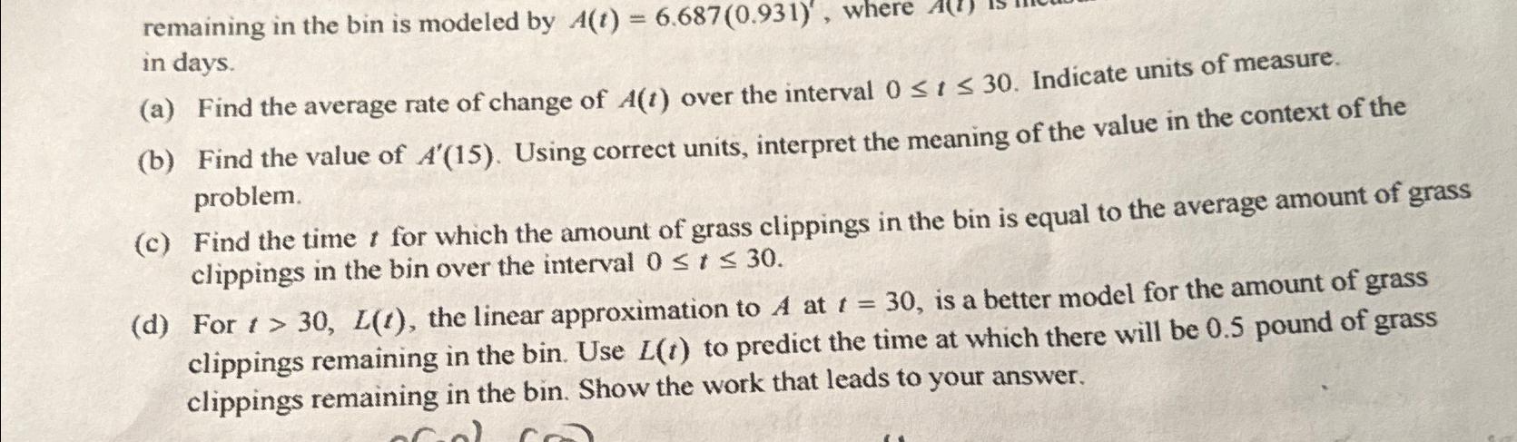 Solved remaining in the bin is modeled by | Chegg.com
