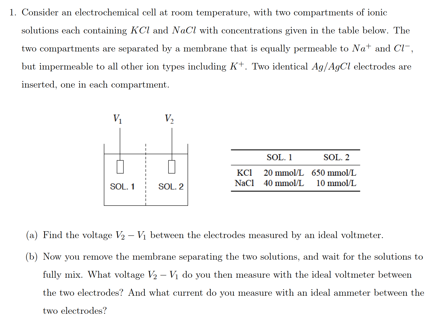 Solved Consider an electrochemical cell at room temperature, | Chegg.com