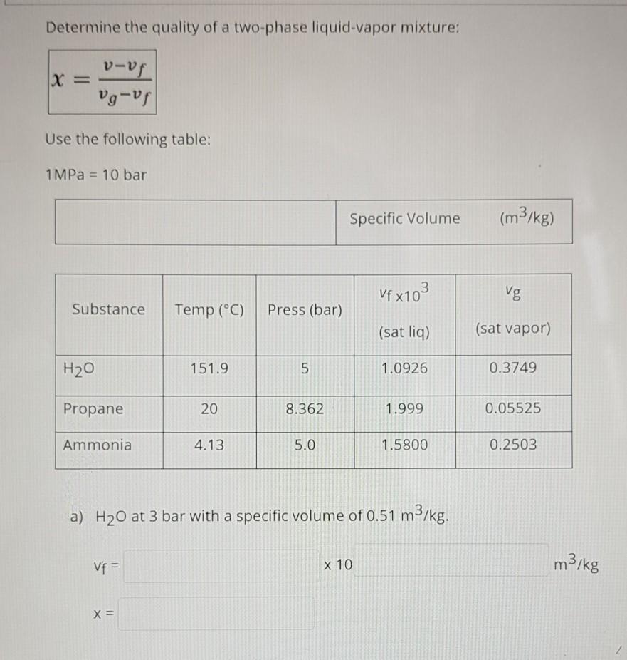 Solved Determine the quality of a two-phase liquid-vapor | Chegg.com