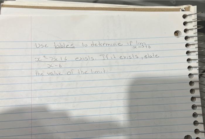 Solved Use tables to determine if limx→+6 x−6x2−7x+6 exisis. | Chegg.com