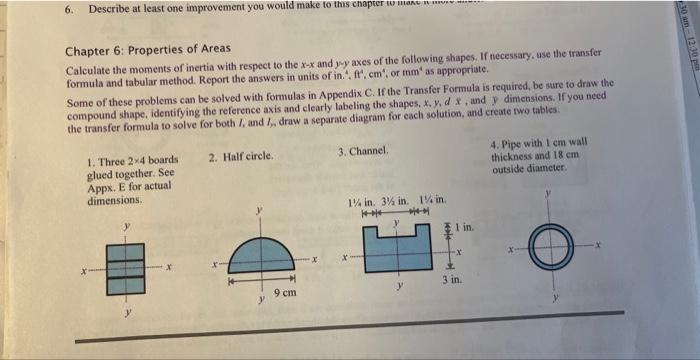 Solved Chapter 6: Properties of Areas Calculate the moments | Chegg.com