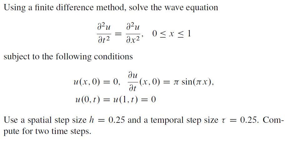 Solved Using a finite difference method, solve the wave | Chegg.com