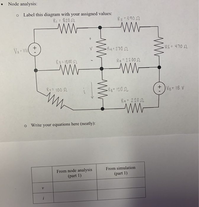 Solved • Node analysis: O Label this diagram with your | Chegg.com
