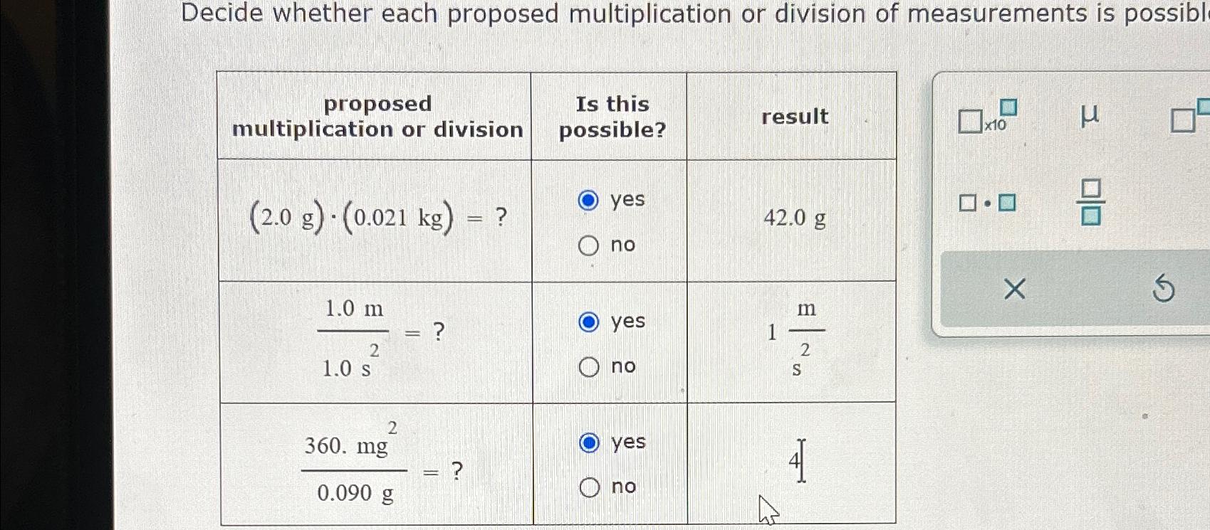 Solved Decide whether each proposed multiplication or | Chegg.com Solved Decide whether each proposed multiplication or | Chegg.com