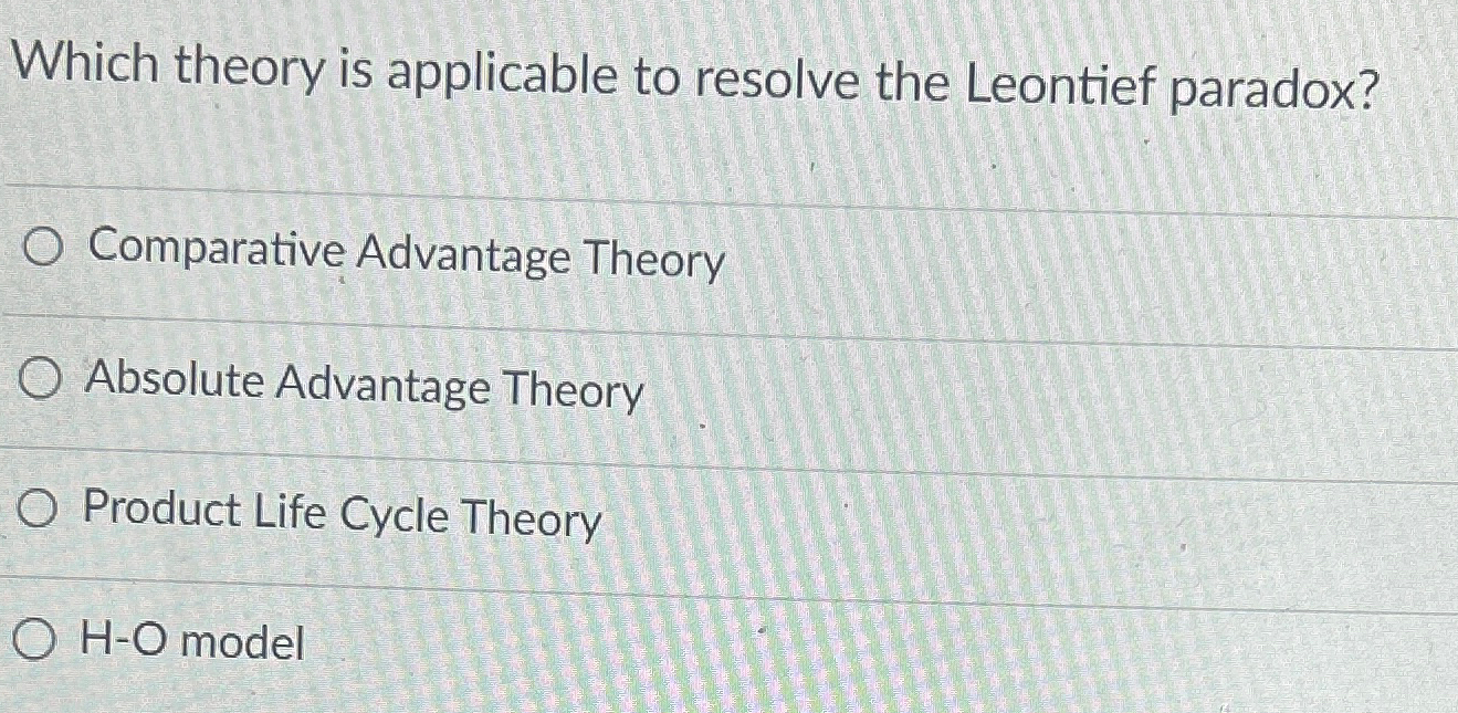 Solved Which theory is applicable to resolve the Leontief | Chegg.com