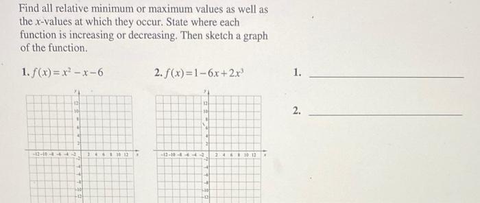 Solved Find All Relative Minimum Or Maximum Values As Well 9878