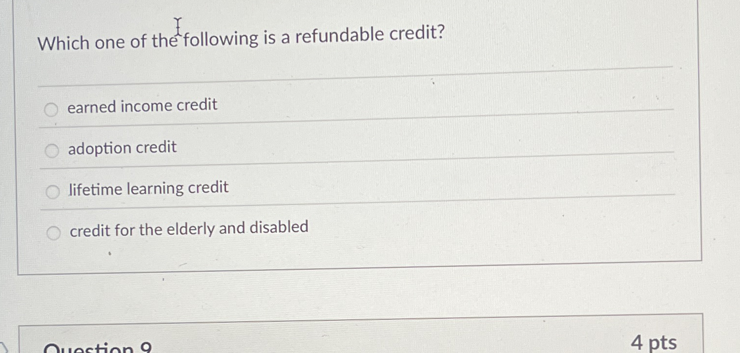 Solved Which one of the following is a refundable | Chegg.com