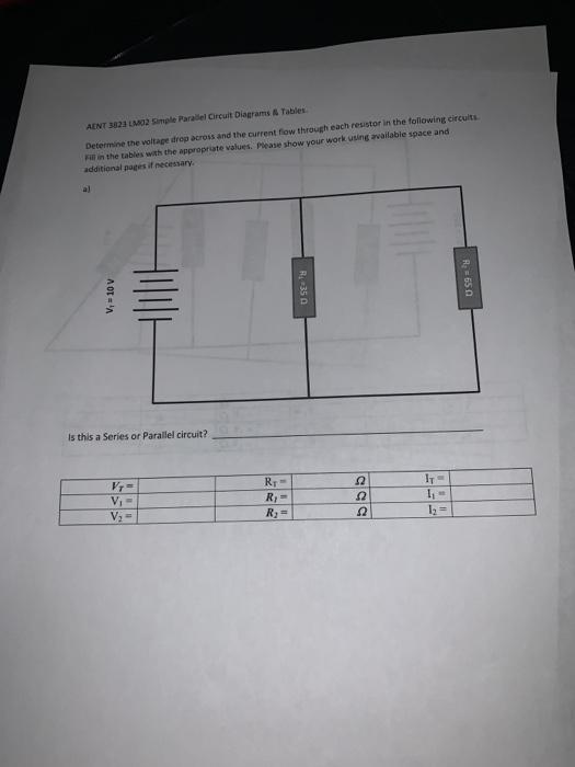 Solved ANT 3822 MD2 Simple Paradel Circuit Diagrams A Tables | Chegg.com