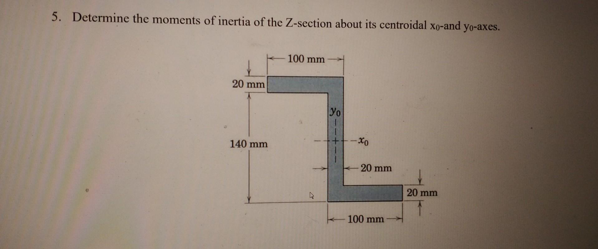 Solved Determine the moments of inertia of the Z-section | Chegg.com