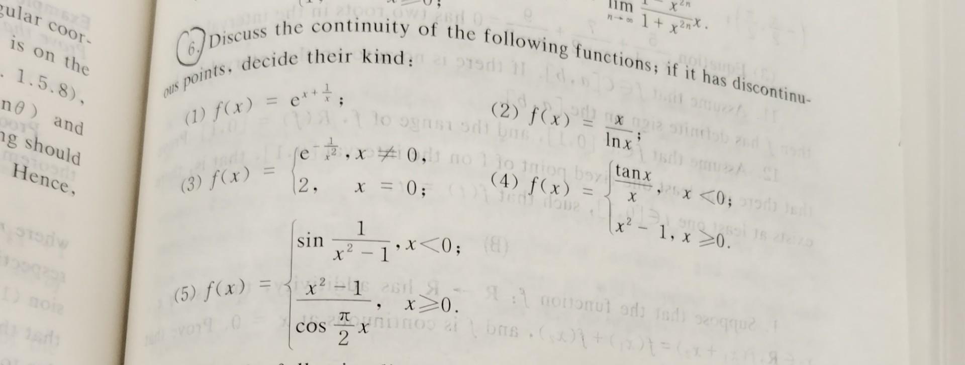 Solved 6. Discuss the continuity of the following functions; | Chegg.com