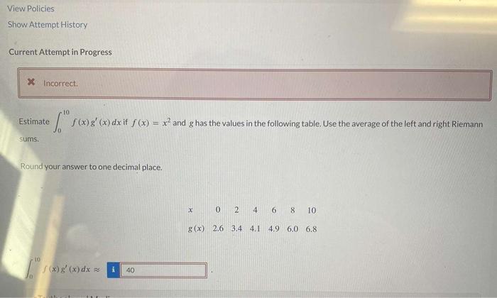 Solved View Policies Show Attempt History Current Attempt in | Chegg.com