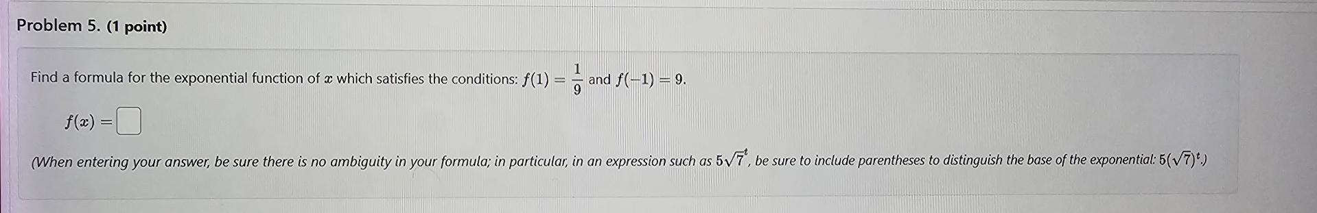 Solved Problem 5. (1 ﻿point)Find a formula for the | Chegg.com