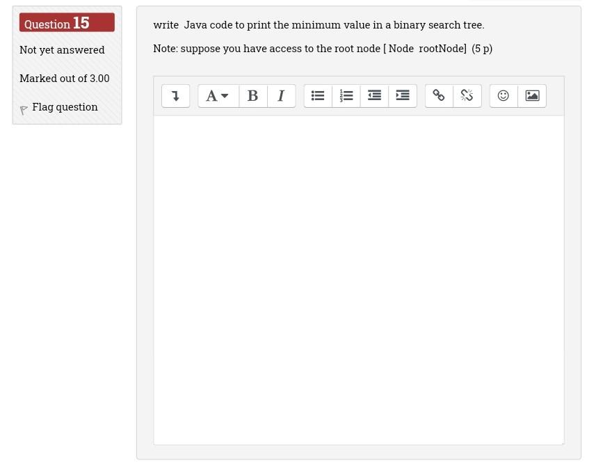 Solved Question 15 write Java code to print the minimum | Chegg.com