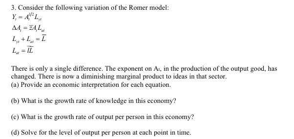 Solved 3. Consider the following variation of the Romer | Chegg.com