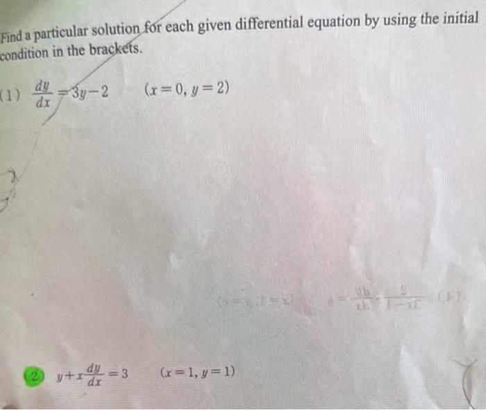 Solved Find a particular solution for each given | Chegg.com