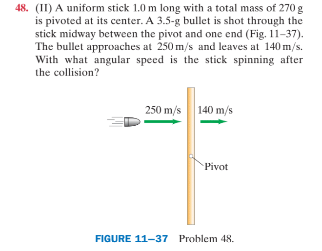 Solved (II) ﻿A uniform stick 1.0m ﻿long with a total mass of | Chegg.com