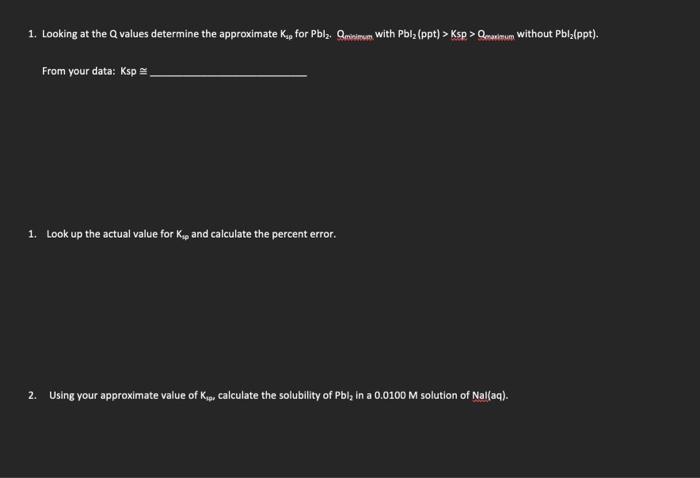 Solved From your data: ksp≅ 2. Look up the actual value for | Chegg.com