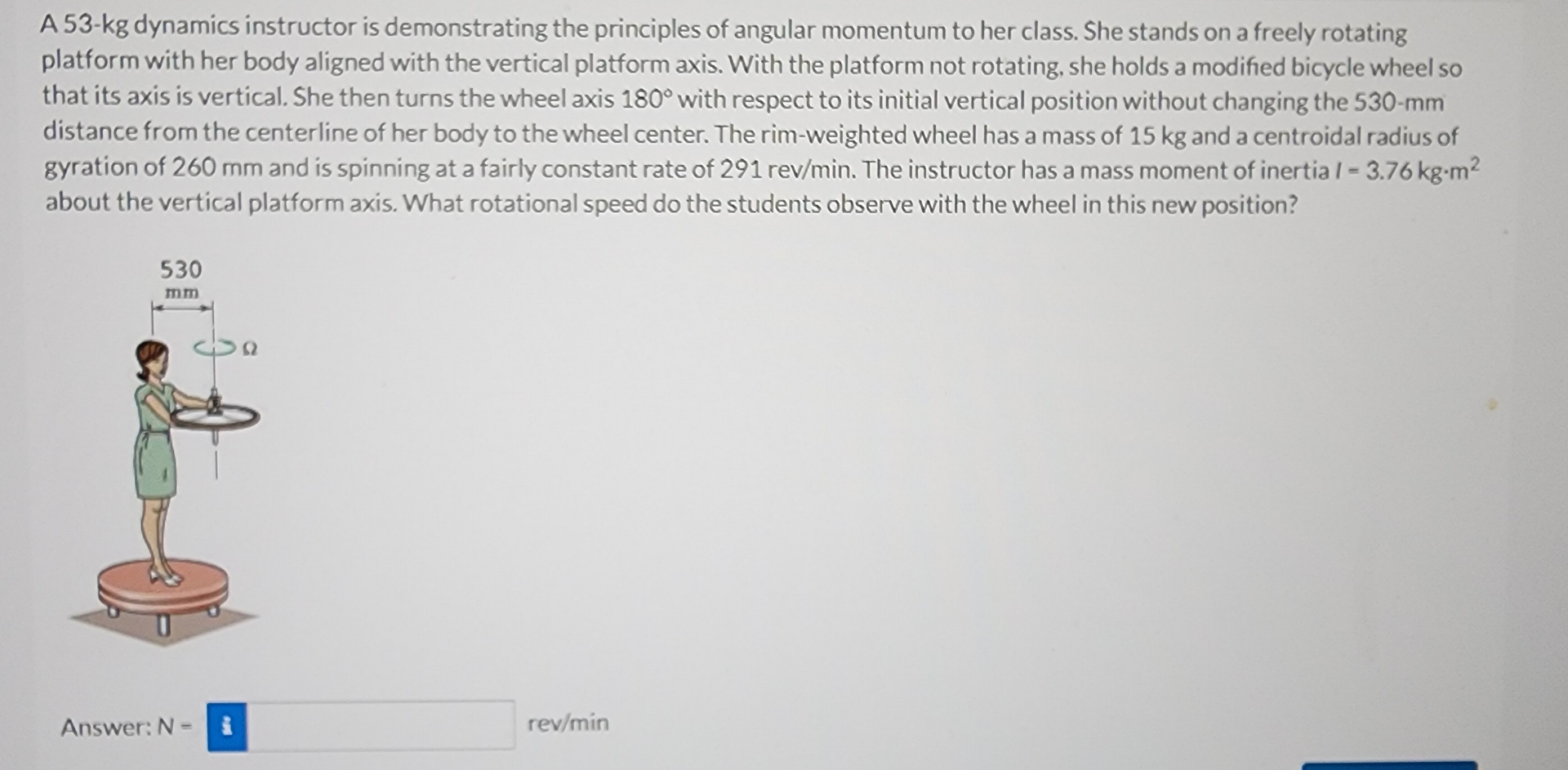 Solved A 53-kg dynamics instructor is demonstrating the | Chegg.com