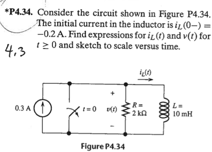 Solved Consider the circuit shown in Figure P4.34. The | Chegg.com