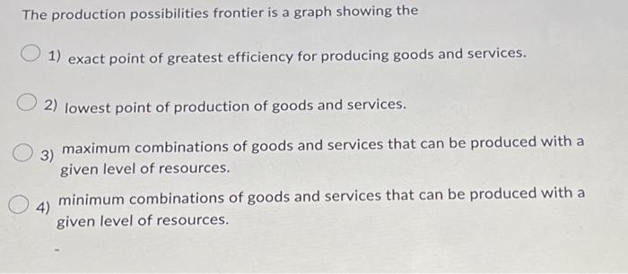 Solved The production possibilities frontier is a graph | Chegg.com