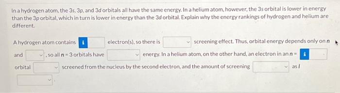 Solved In a hydrogen atom, the 3s, 3p, and 3d orbitals all | Chegg.com