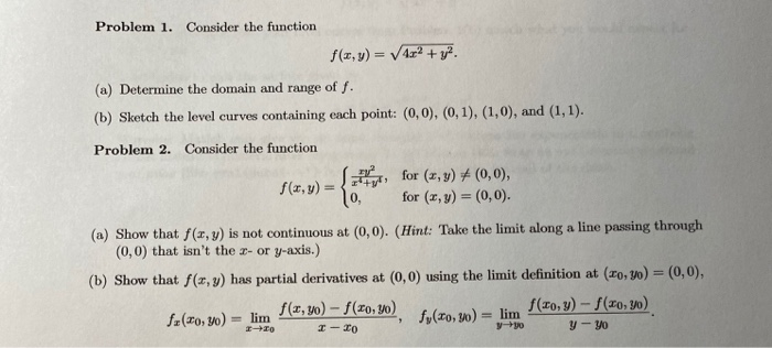 Solved Problem 1. Consider the function f(x,y) = 4x2 + y2 | Chegg.com